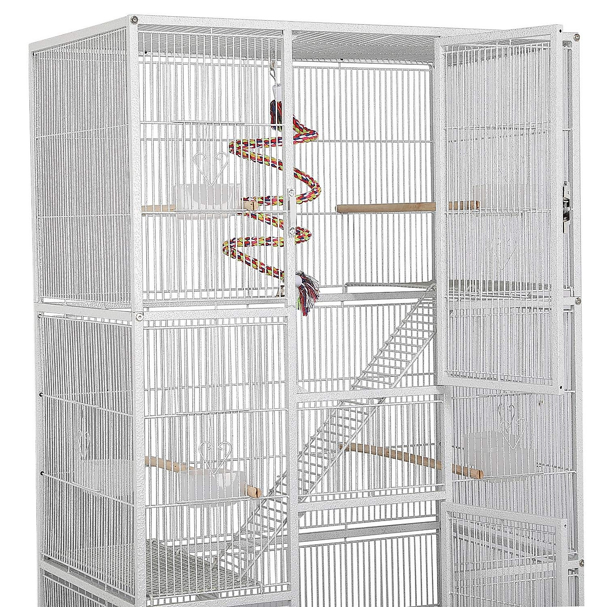Yaheetech 69-Inch Extra Large Wrought Animal Cage Metal 3 Levels Small Animal Cage w/Cross Shelves and Ladders for Ferret Chinchilla Sugar Glider Squirrel, White