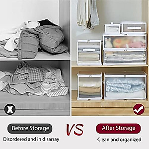 FAOMSEBS Under Bed Storage [Light & No Collapse] Foldable Plastic Storage Box, Healthy & Odorless Material With [Sturdy Handles] Moisture-Proof Bins For Pillow, Coats, Blankets 47L White Translucent