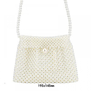 Pearl Crossbody Bag White Handmade Weave Pearl Purses Beaded Shoulder Bag for Women Girls Lady Beaded Clutch Evening Bag