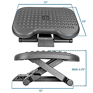 Mount-It! Ergonomic Under Desk Footrest | Height Adjustable Office Foot Rest with 3 Height Levels | Tilting Foot Stool | Home Office Footrest with Massage Surface for Improved Circulation (MI-7801)