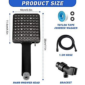 Welan Shower Head With Handheld,6 Spray Types Black Shower Head With 1.5M Hose,Shower Head High Pressure With Holder,Shower Head With Pressure Increase For Higher Water Pressure Rain Shower