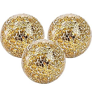 TOPZEA Set of 3 Decorative Orbs, 4 Inch Decorative Balls Glass Mosaic Sphere Balls for Vases Bowls, Table Centerpieces Decorations, Ornaments for Home, Party, Christmas, Living Room, Mantle, Holiday