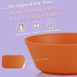 Homienly Wheat Straw Bowl Sets of 6-36oz Cereal Bowls with Textured Design,Microwave and Dishwasher Safe Bowls,Soup Bowl Sets Alternative for Plastic Bowls for Serving Soup,Salad - Multi