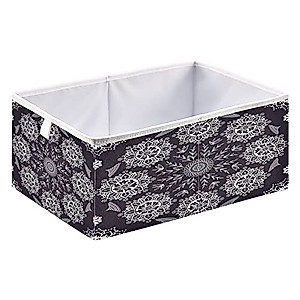 Kigai Black Mandala Cube Storage Bins - 11x11x11 In Large Foldable Storage Basket Fabric Storage Baskes Organizer for Toys, Books, Shelves, Closet, Home Decor