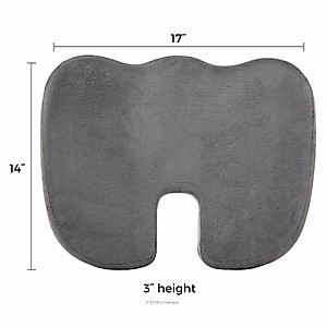 Linenspa Orthopedic Gel Foam Seat Cushion - Tailbone/Coccyx Comfort - Support for All-Day Sitting and Back Pain Relief grey 18" x 14"