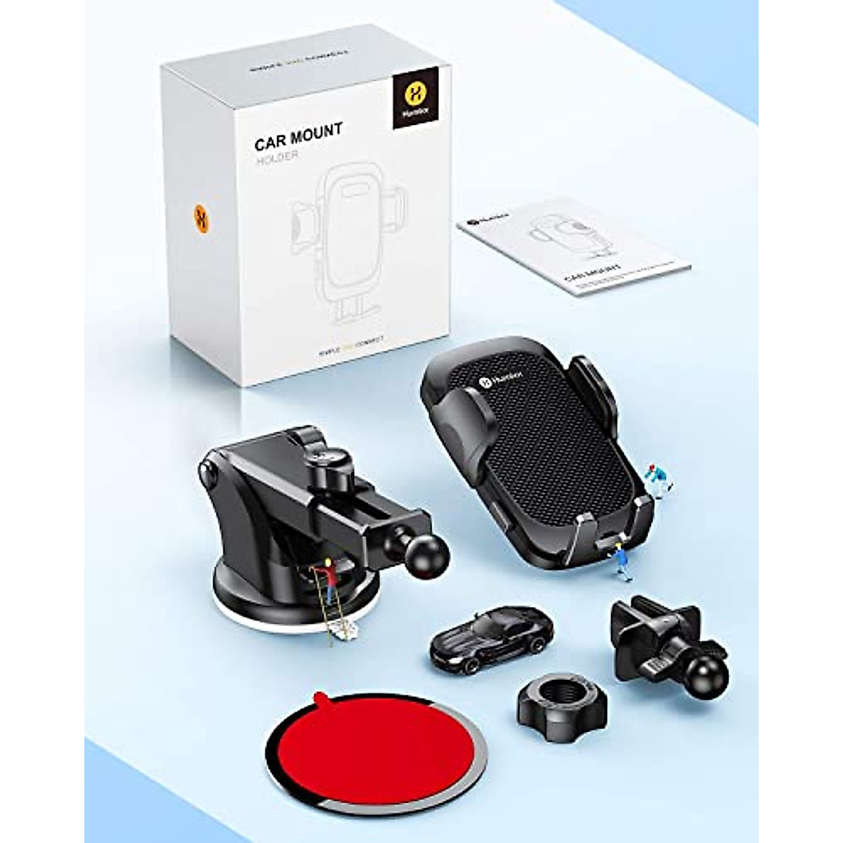 Humixx Phone Mount for Car [Military-Grade Super Suction] Universal Hands-Free Car Phone Holder Mount for Dashboard Windshield Air Vent Car Mount for iPhone 14 Pro Max Plus Samsung All Phones & Cars