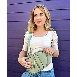 EVVE Crossbody Sling Bag for Women Small Sling Backpack Purse |Sage
