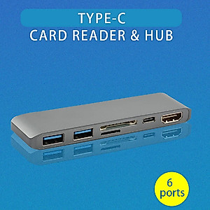 Convenient and Practical WS-15 6 in 1 Type-C to HDMI + USB 3.0 x 2 + SD + TF + PD HUB Converter