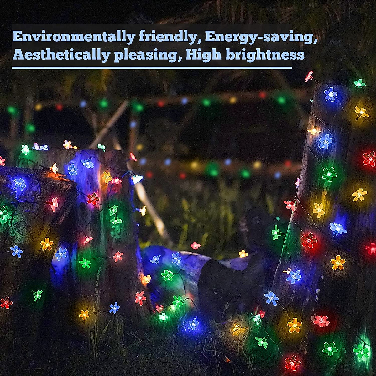 Solar String Flower Lights Waterproof IP65 for Outdoor Decor Party Garden Yard Home Wedding Christmas Halloween Holiday Tree Decoration Lighting