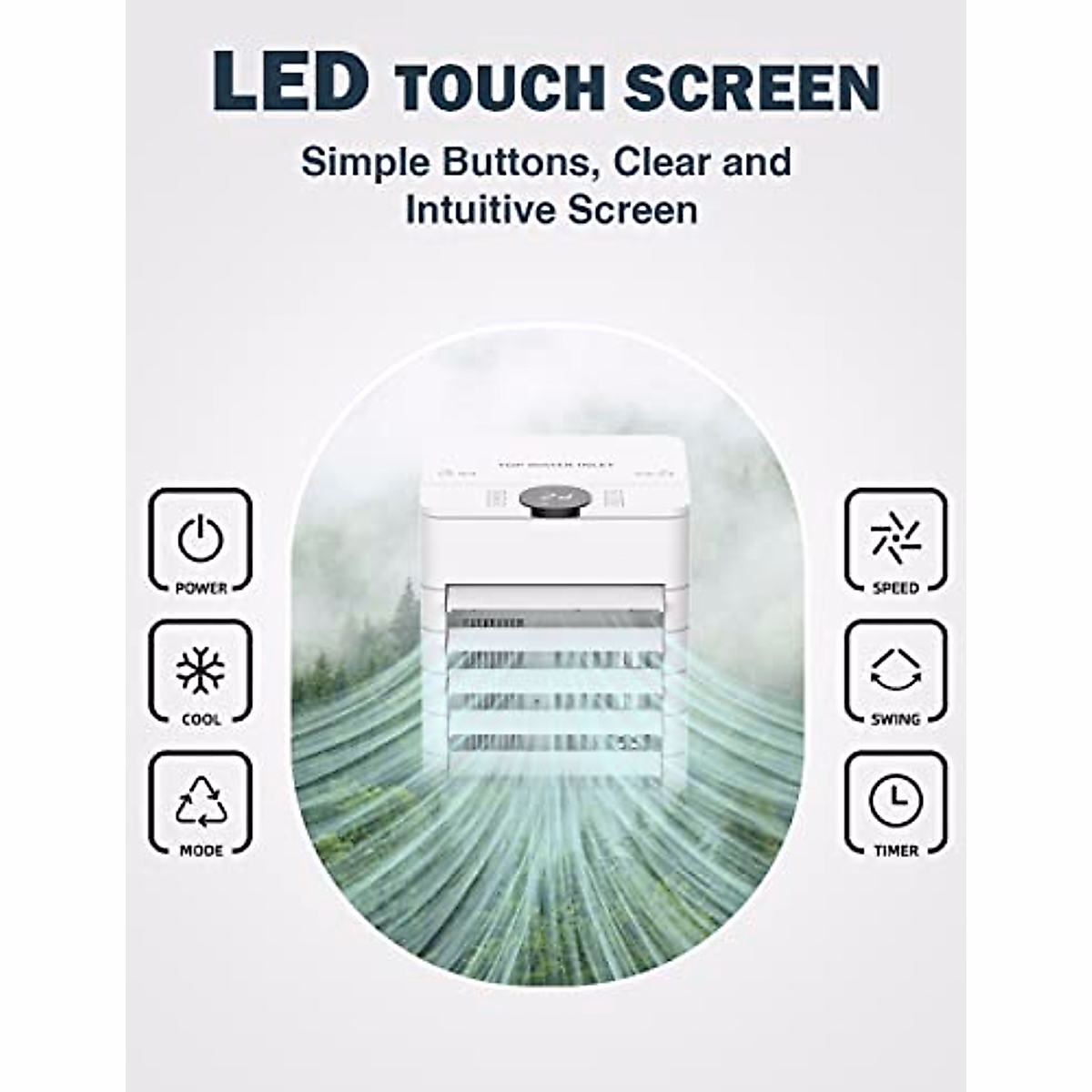 3-In-1 Evaporative Air Cooler, Cooling Fan with 3 Modes & 3 Speeds, Windowless Air Conditioner with 12-H Timer Remote Control, Swamp Cooler w/60° Oscillation, Portable Air Conditioner for Room/Office