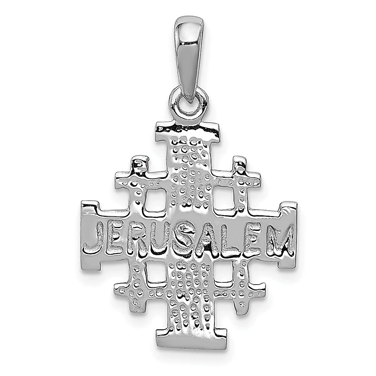 IceCarats 14K White Gold Jerusalem Holy Cross Necklace Religious Pendant Jesus Christ Charm 30mm x 24mm - Pendant Only