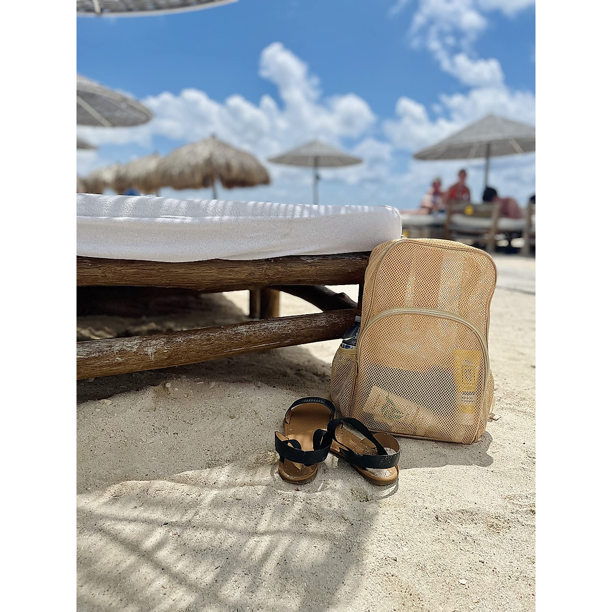 Mesh Swimming Pool Backpack (Tan)