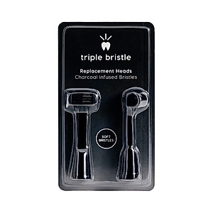 Compatible With The Triple Bristle Max Only | Triple Bristle Max Replacement Brush Head Refills | Charcoal Infused | Innovative 3 Head Design | Compatible with Triple Bristle Max Only | 2 Pack (Black)