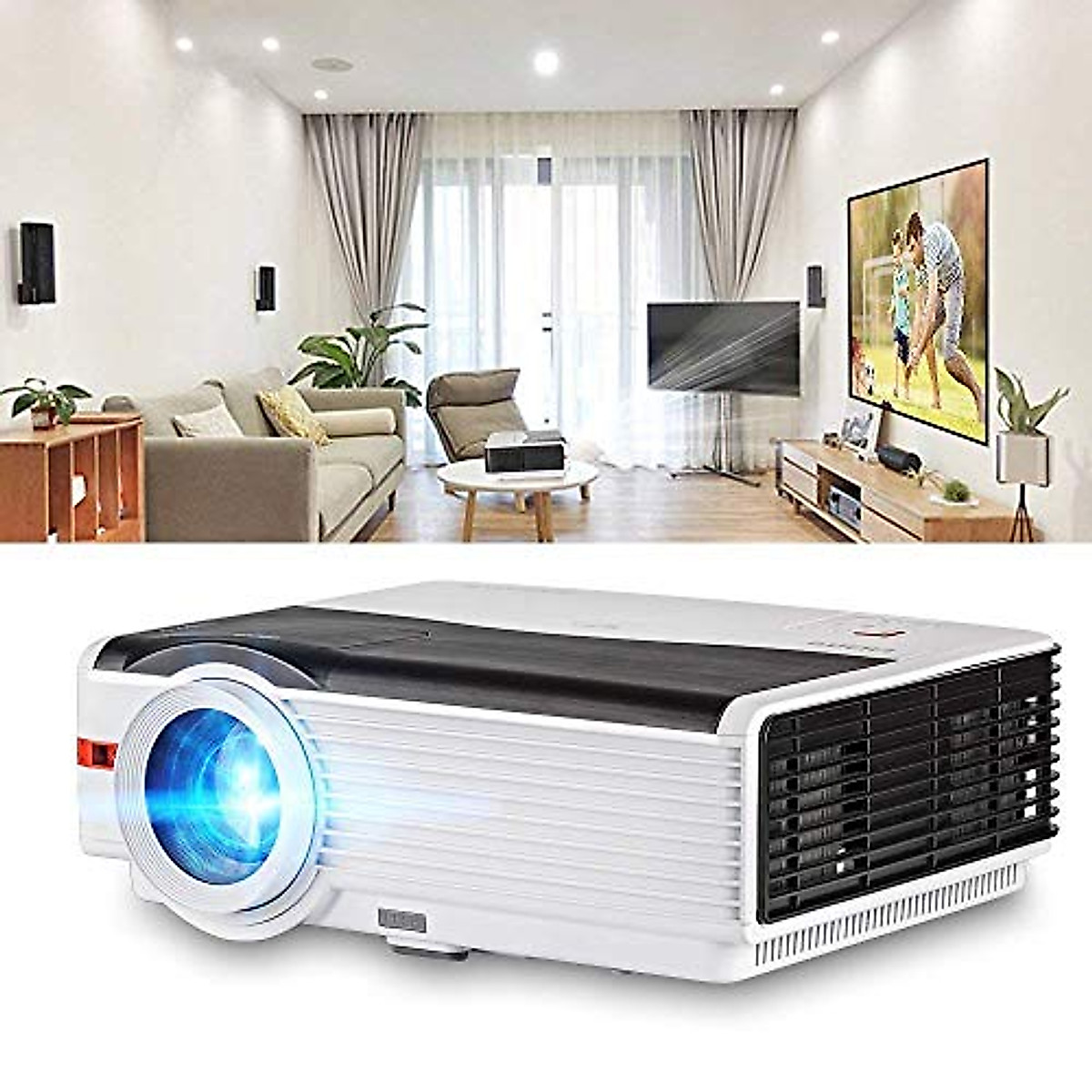 Video Projectors 1080p 4200 Lumens, HD Projector LCD LED 200" Widescreen Multimedia WXGA Home Theater Projector Work with Laptop TV Stick Xbox Bluray Player DVD Wii PS3 PS4 Outdoor Movie Proyector