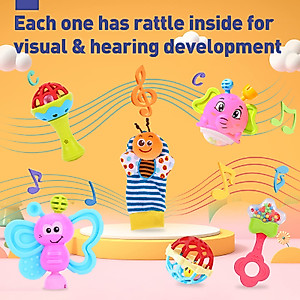 AZEN 18Pcs Baby Toys 3-6 Months, Baby Rattles 0-6 Months, Newborn Infant Baby Toys 0-3 Months, Baby Rattles 0-6 Months, Baby Toys 6 to 12 Months, Baby Boy Girl Gifts Set