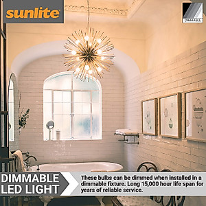 Sunlite 40959 LED G16.5 Filament Style Globe Light Bulb, 2.5 Watts (25W Equivalent), 250 lumens, Dimmable, Candelabra Base (E12), UL Listed, 3000K Warm White, 6 Count