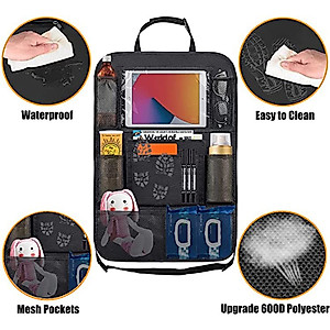 MYKOMI Car Backseat Organizer, Waterproof and Durable Car Seat Organizer Kick Mats, 9 Storage, Tablet Holder, Pockets Car Back Seat Protectors Kick Mats Car Travel Accessories for Kids (2 pack)