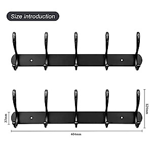 STZZ Wall Mounted Coat Rack, 2 Pack Stainless Steel Heavy Coat Hooks for Hanging Coats, Robes, Scarf, Towels, Keys, for Bathroom, Bedroom,Corridor,Entryway(Black)