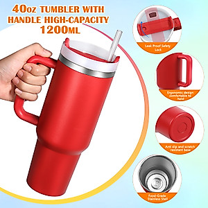 BELYQLY New Version 40oz Stainless Steel Vacuum Insulated Tumbler with Lid and Straw for Water, Smoothie and More, Iced Tea or Coffee (Christmas Red)