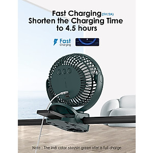 Camping Fan with Remote Control - 65Hrs 12000mAh Rechargeable Fan, 3 Speeds & Timing Battery Powered Fan with Light & Hook, Tent Fan for Camping, Camp Fan for Tent, Battery Operated Fan, Green