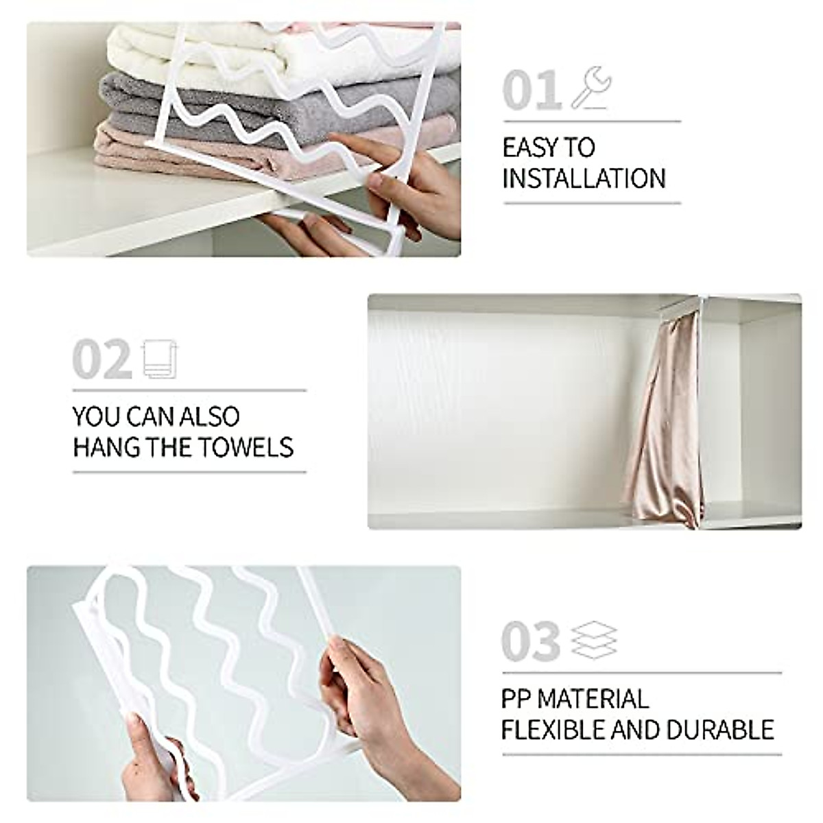 Jetec 16 Pieces Plastic Shelf Dividers Closet Divider Shelf Separator Adjustable for Closets Wardrobes Cabinets Bookshelves Organization and Storage, White