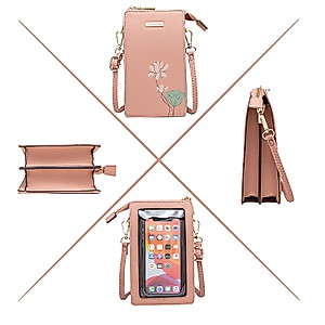 Touchscreen Phone Crossbody Bag for Women Cell Phone Purse Wallet Crossbody with Credit Card Slots for iPhone 13/13Pro etc. (Black)