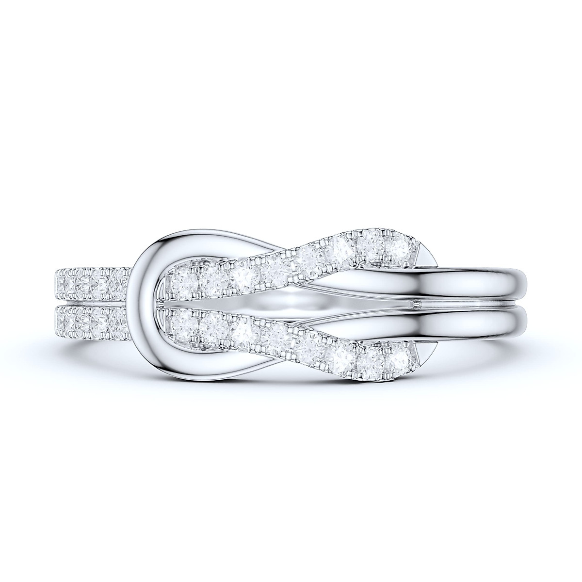 PRSTANI 14k White Gold Tie The Love Knot Genuine Moissanite Intertwined Ring Promise Ring (8)