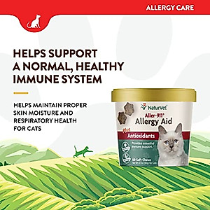 NaturVet – Aller-911 Allergy Aid Plus Antioxidants For Cats – 60 Soft Chews | Supports Immune System, Skin Moisture & Respiratory Health | Enhanced With Omegas, DHA & EPA | 30 Day Supply