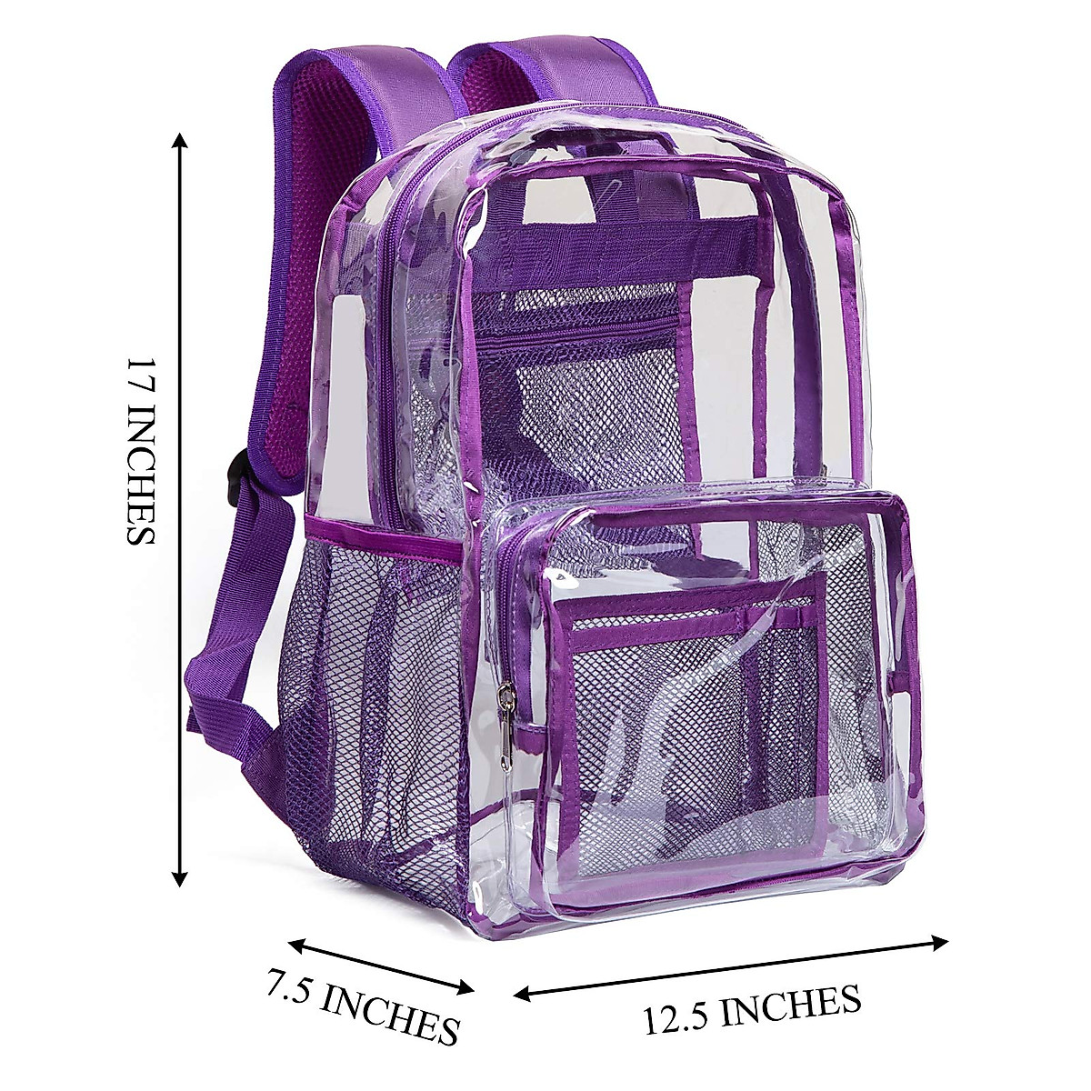 Vorspack Clear Backpack Heavy Duty PVC Transparent Backpack with Reinforced Strap & Large Capacity for College Workplace Security - Purple