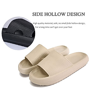 rosyclo Cloud Slippers for Women and Men Massage Thick Sole Non-Slip Shower Slippers Bathroom Super Soft Comfy House Cloud Slide Slippers for Indoor and Outdoor(Tan 38-39)