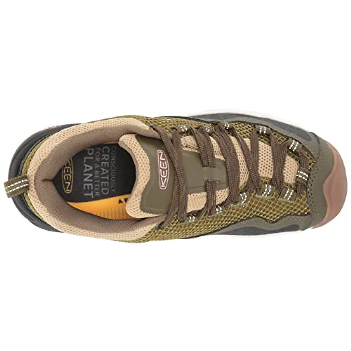 KEEN Women's Wasatch Crest Vent Breathable Hiking Sneakers, Olive Drab/Pink Icing, 7