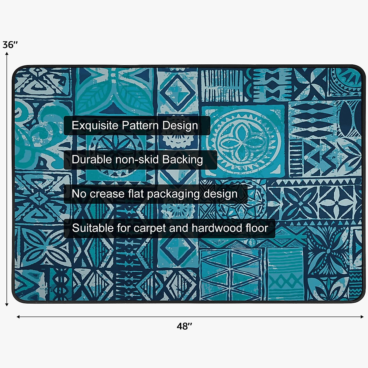 Mapuon Heavy Duty Desk Chair Mat for Carpet & Hardwood Floors, 48" x 36" Exquisite Jacquard Floor Mat Office Chair Mat for Carpeted Floors and Hardwood Floor for Home Office