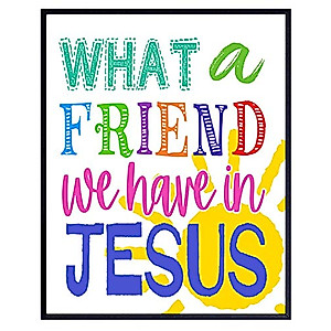 Religious Wall Decor - God Wall Decor - Christian Wall Art for Boys or Girls Room Decor, Kids Bedroom, Sunday School, Church - Catholic Gifts - Bible Verse Wall Art - Scripture Wall Decor Picture