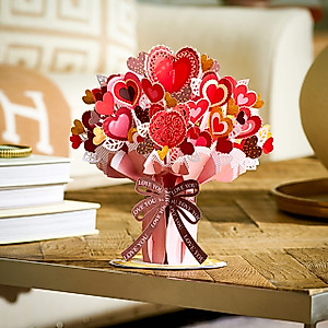 Paper Love HugePop 3D Heart Bouquet Pop Up Card, with Detachable Paper Flower Bouquet, Gift for Birthday, Valentines Day, Anniversary, Thank You, All Occasion - Jumbo 10" x 14" Cards - Includes Envelope and Note