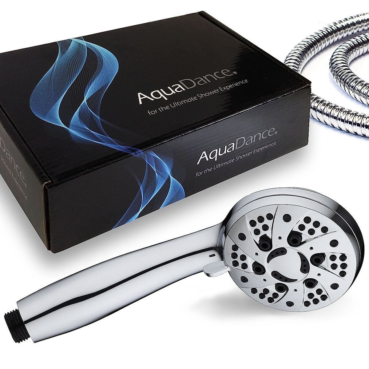 AquaDance High Pressure 6-Setting 3.5" Chrome Face Handheld Shower with Hose for the Ultimate Shower Experience! Officially Independently Tested to Meet Strict US Quality & Performance Standards!