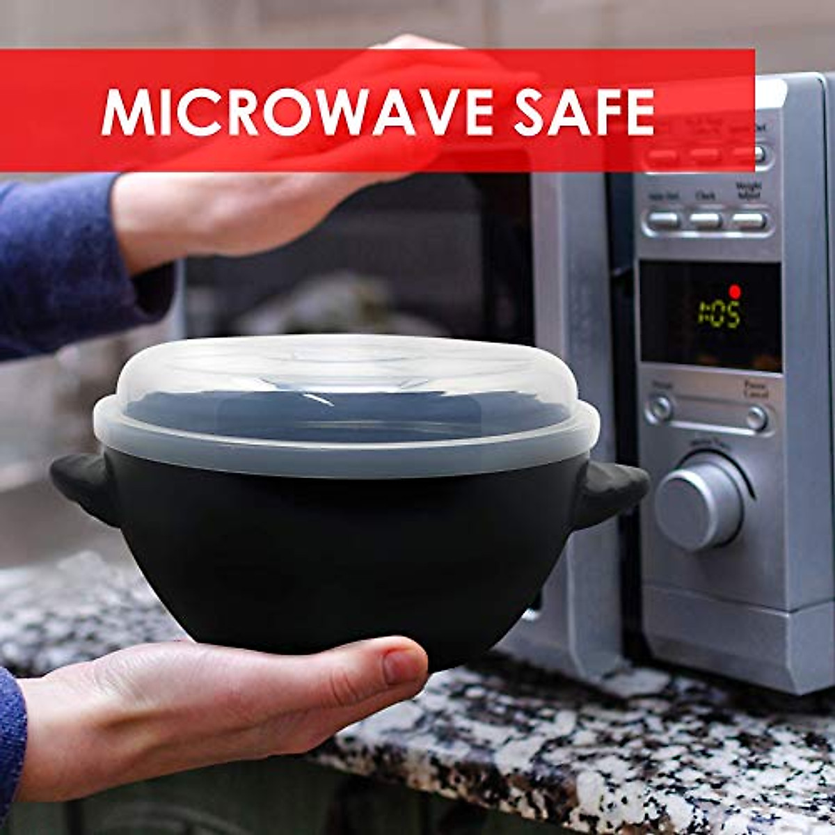 Ceramic Ramen Bowl Set for Instant Noodles With Lid 32 oz, Microwavable Bowl With Spoon And Chopsticks, Quick Ramen Cooker With Heat Resistant Handles