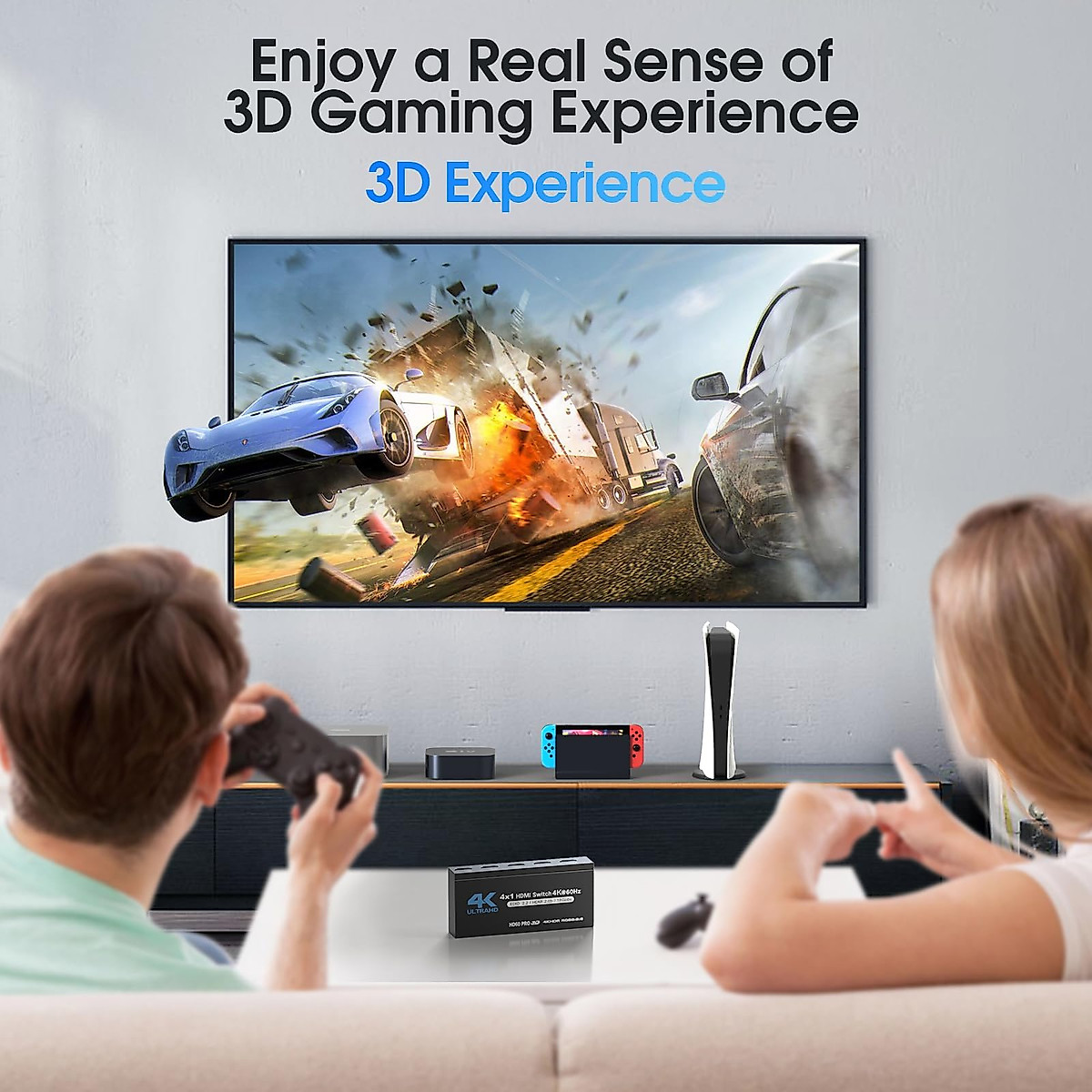 HDMI Switch 4K@60Hz, NerdEthos 4 Port HDMI 2.0 Switcher Selector 4 in 1 Out HDMI Switch Box with IR Remote Control, Supports 4K HDR10 HDCP 2.2 3D Dolby DST, for PS4 Xbox Fire Stick PC and More