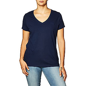 Calvin Klein Women's Short Sleeve V-Neck T-Shirt, Nu Navy, Small