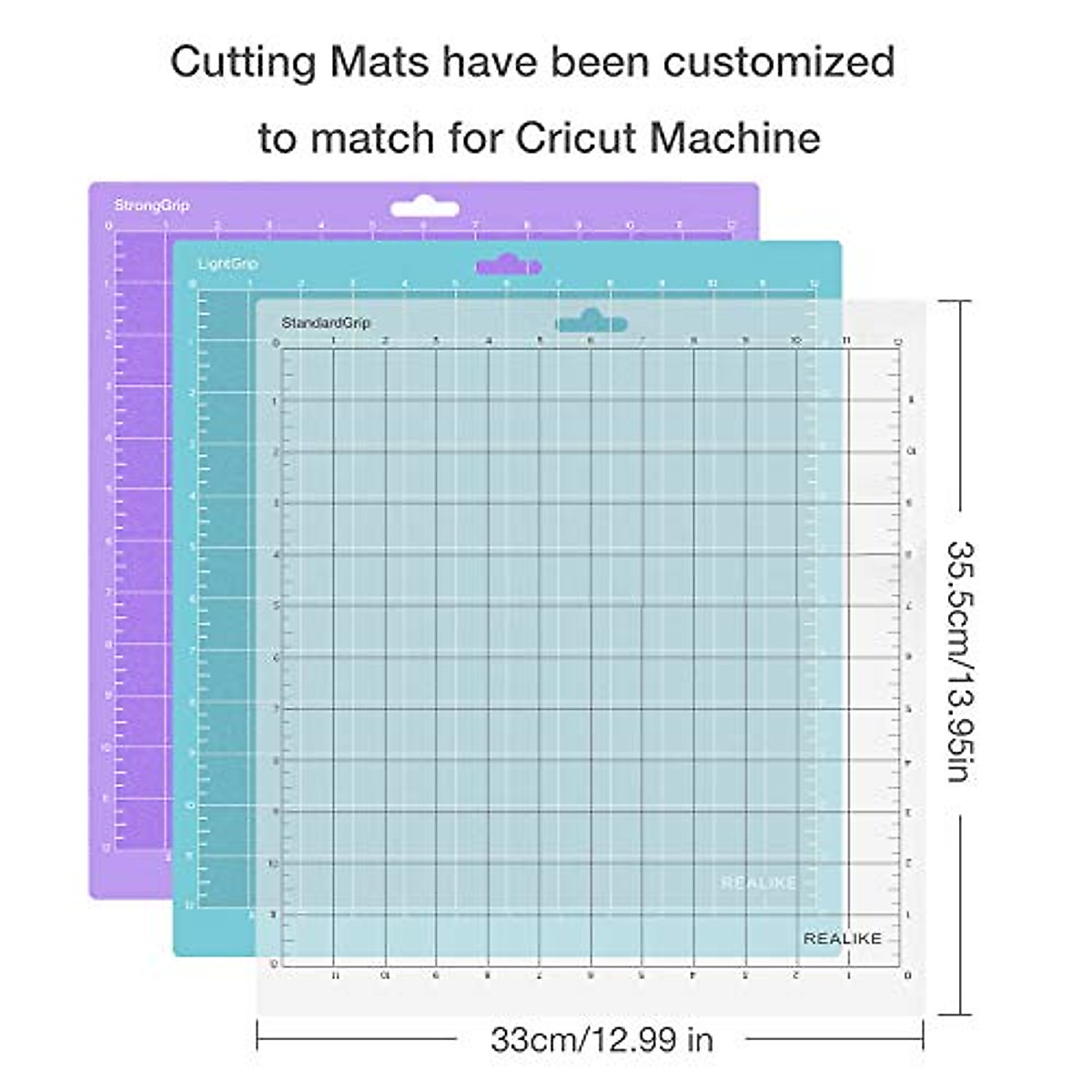 REALIKE 12x12 Cutting Mat for Cricut Maker 3/Maker/Explore 3/Air 2/Air/One(3 Mats), Gridded Adhesive Non-Slip Cut Mat for Crafts, Quilting, Sewing and All Arts (Variety)