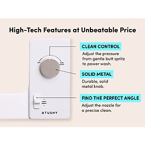 TUSHY Classic 3.0 Bidet Toilet Seat Attachment - A Non-Electric Self Cleaning Water Sprayer with Adjustable Water Pressure Nozzle, Angle Control & Easy Home Installation (Platinum)