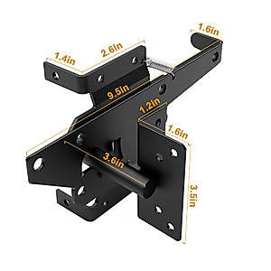 WINSOON Stainless Steel Self Closing Gate Hinge and Latch Hardware Kit, Heavy Duty Adjustable Tension Gate Hinges 2-Pack & 1-Automatic Latch, Gate Hardware Kit for Wood/Vinyl Fence Gate
