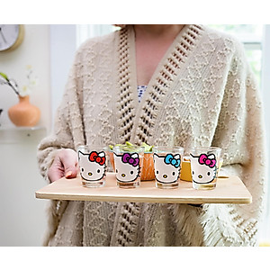 Silver Buffalo Sanrio Hello Kitty Faces 1.5-Ounce Mini Shot Glasses | Set of 4