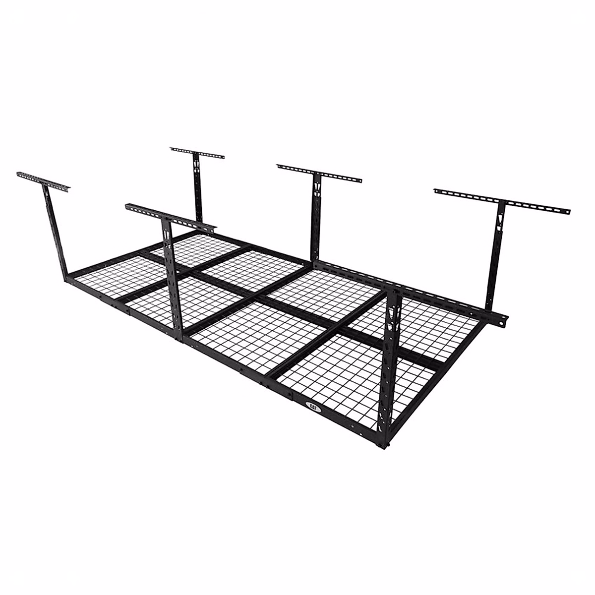 Cat 96 x 48 Inch Adjustable Height Hammer Granite Finished Steel Wire Overhead Garage Ceiling Mount Storage Rack Shelf System, Black