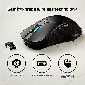 HyperX Pulsefire Dart - Wireless RGB Gaming Mouse, Software-Controlled Customization, 6 Programmable Buttons, Qi-Charging Battery up to 50 hours - PC, PS4, Xbox One Compatible,Black