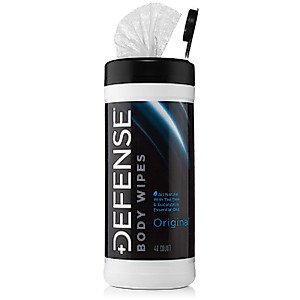 Defense Soap Antifungal Medicated Bar Soap, Tea Tree Body Wipes (40 Count), & Body Wash 12 oz - Natural Shower Gel