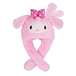 Roffatide Anime Melody Ear Moving Jumping Hat Fluffy Beanie Cap Soft Warm Winter Head Wear Cute Hats for Women Pink
