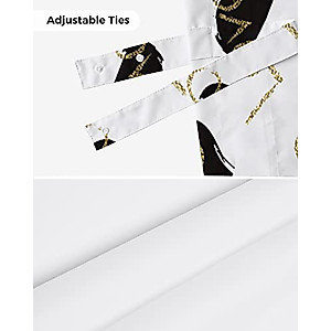 Tie-Up Valance Curtains for Window - Happy Valentine's Day Gold Love Black and White Heart Kitchen Valance - Light Filtering Valance Curtains Short Curtains with Adjustable Tie 42"x12"