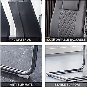 Gnrolaz 63" Marble Dining Table Set for 8, Modern Kitchen Table and Chairs Set with 1.4" Faux Marble Tabletop and 8 Gray PU Leather Dining Chairs, 9 Piece DiningTable Set for Dining Kitchen