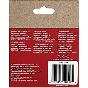 Arrow 508 Heavy Duty T50 1/2-Inch Staples for Upholstery, Construction, Furniture, Crafts, 1250-Pack