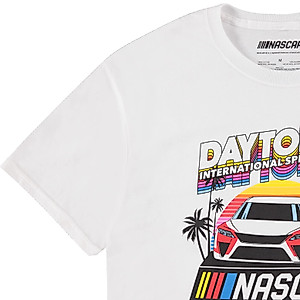 NASCAR Ladies Racing Fashion Shirt - Ladies Classic Racing Tee Crop Top Tee (White, X-Large)